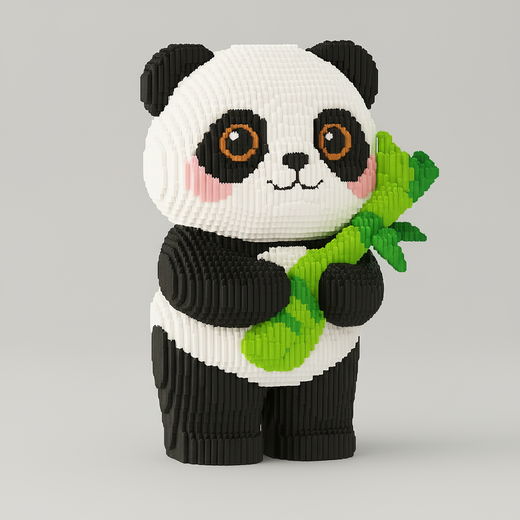 MEGA Panda mit Bambus | Bausteine – Bausatzwelt.de